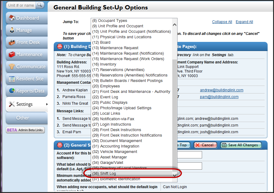 Shift Log : Staff Help Site