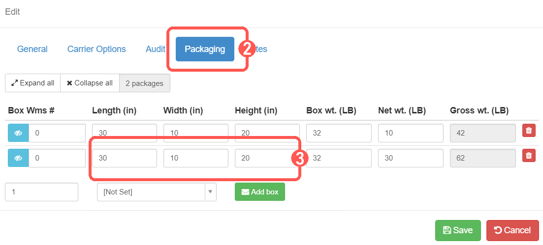 How to edit boxes' dimensions [Step-by-step guide] : techSHIP Support