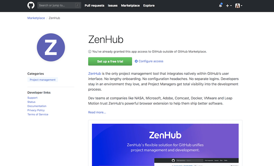 Managing ZenHub payments in the GitHub Marketplace