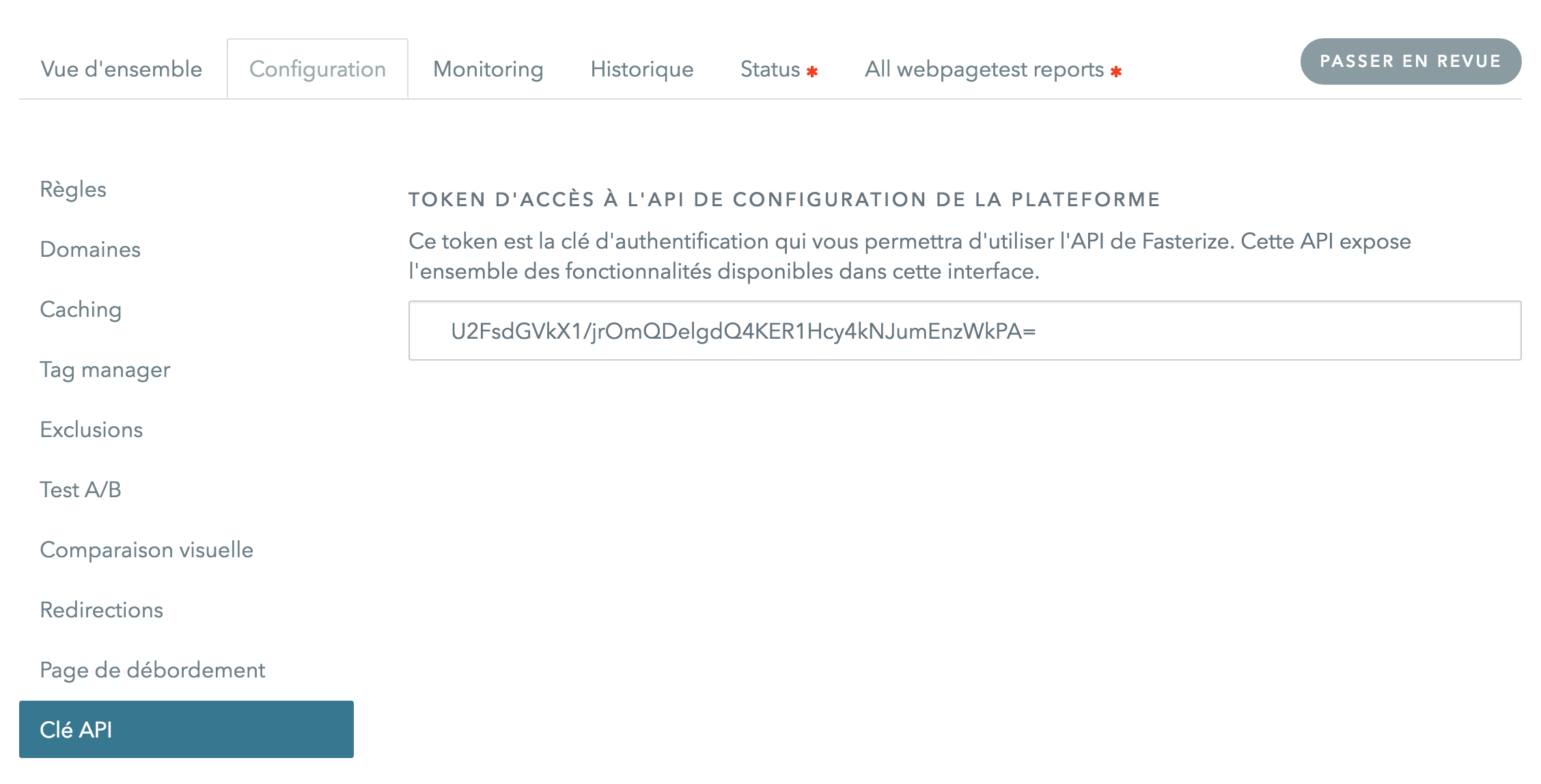 Comment puis-je obtenir ma clé d'API ? : Fasterize