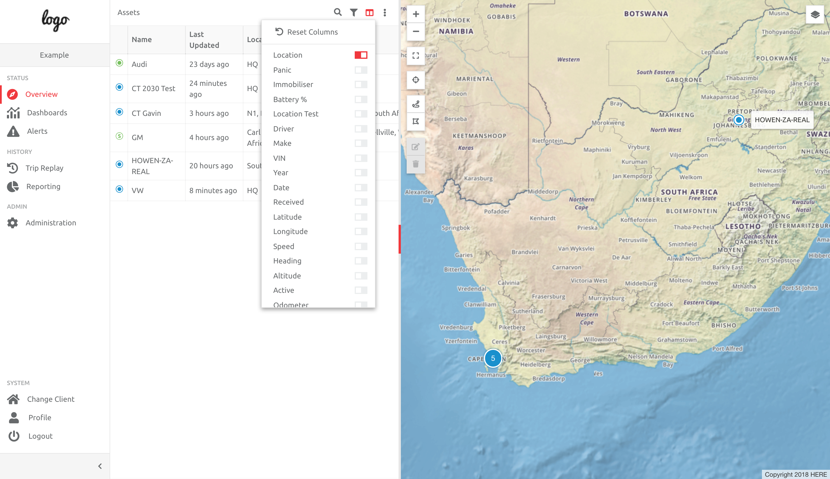 Overview Screen: Customising the View – Radius Telematics