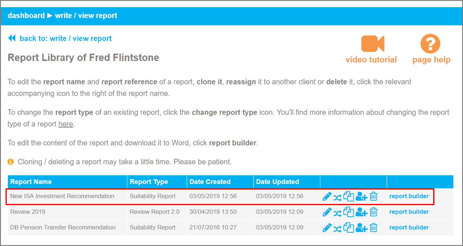 How do I change the report type of a report