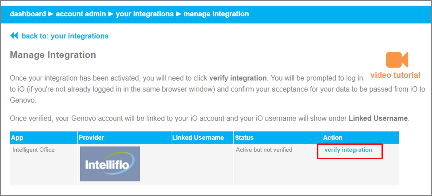 How do I set up an integration with intelliflo office?