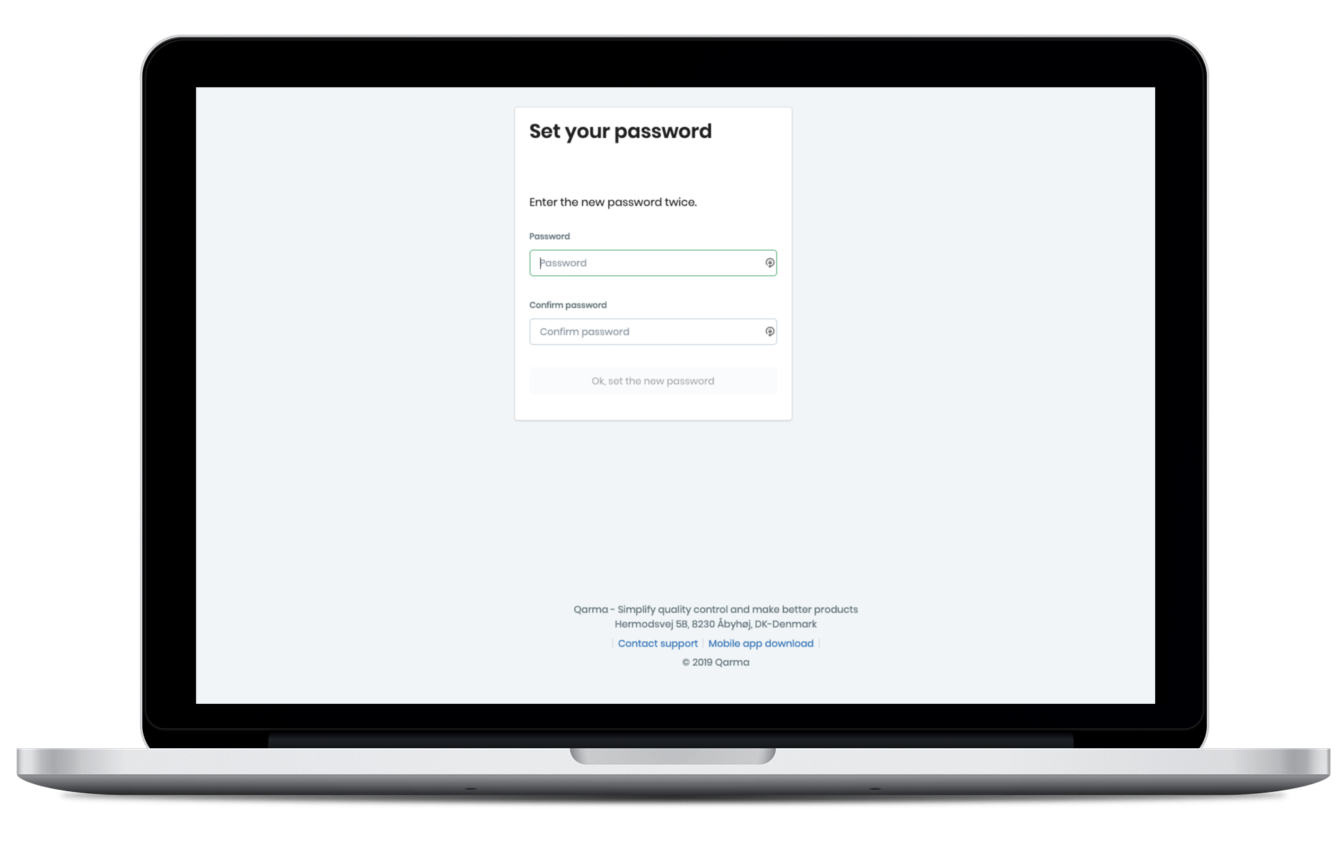 Register and create password : Qarma support