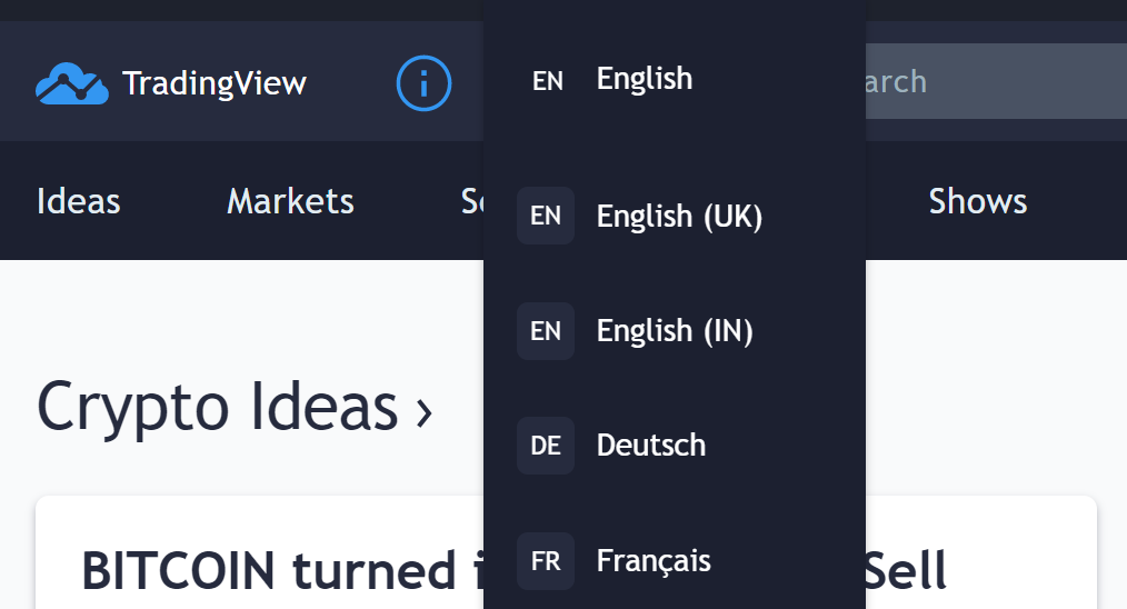 如何在語言版本之間切換？ — TradingView