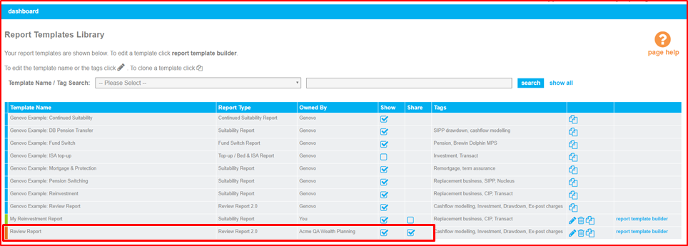 How do I share a report template?