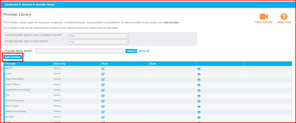 How do I add a provider to my Provider Library?