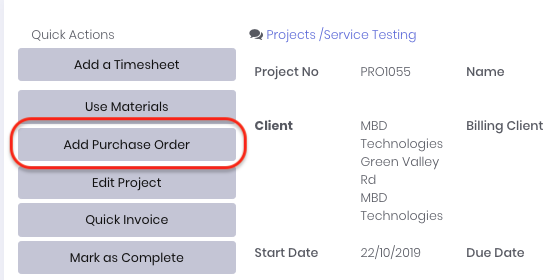 Raising a Project Purchase Order in WorkGuru : WorkGuru Support Portal