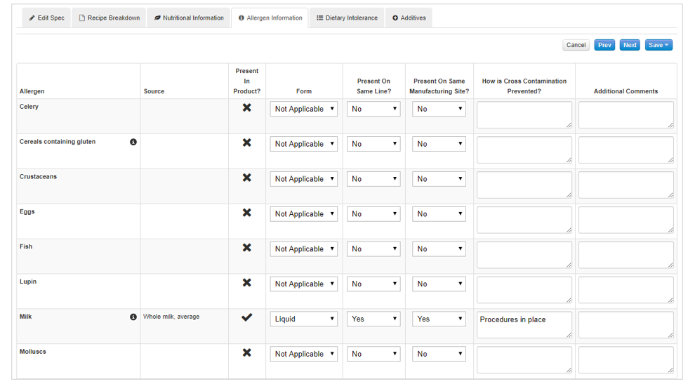 5.1. Creating An Ingredient Specification : Foods Connected Support