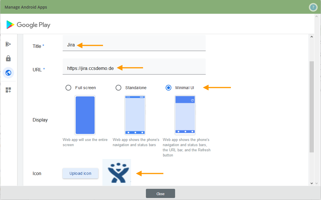 Add Android apps from the Google Play Store : Cortado Mobile Solutions