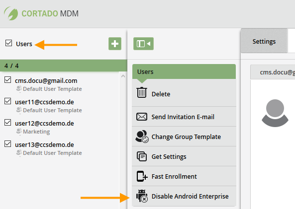 How to unenroll your company on Android Enterprise : Cortado Mobile ...