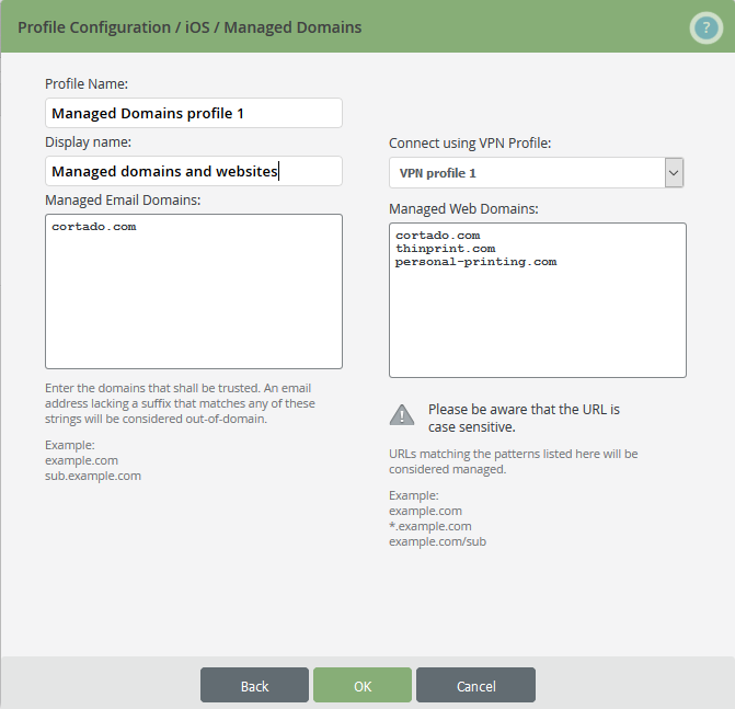 Create Managed Domains profile for iOS devices : Cortado Mobile Solutions
