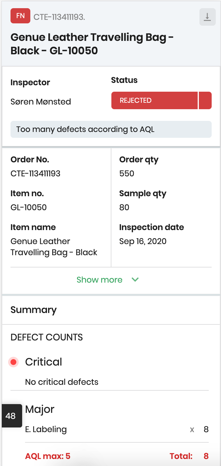 What does the report look like on a mobile phone? : Qarma support