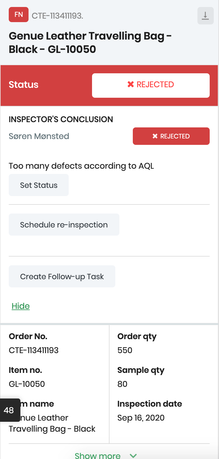 What does the report look like on a mobile phone? : Qarma support