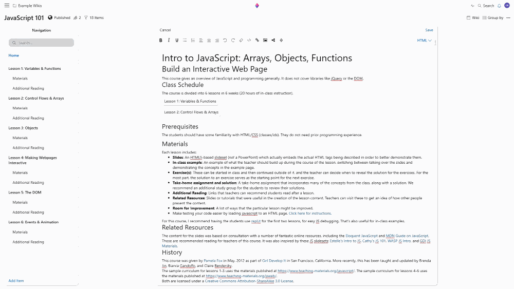 Einführung in die Wiki Ansicht | Zenkit Base Helpdesk : Zenkit