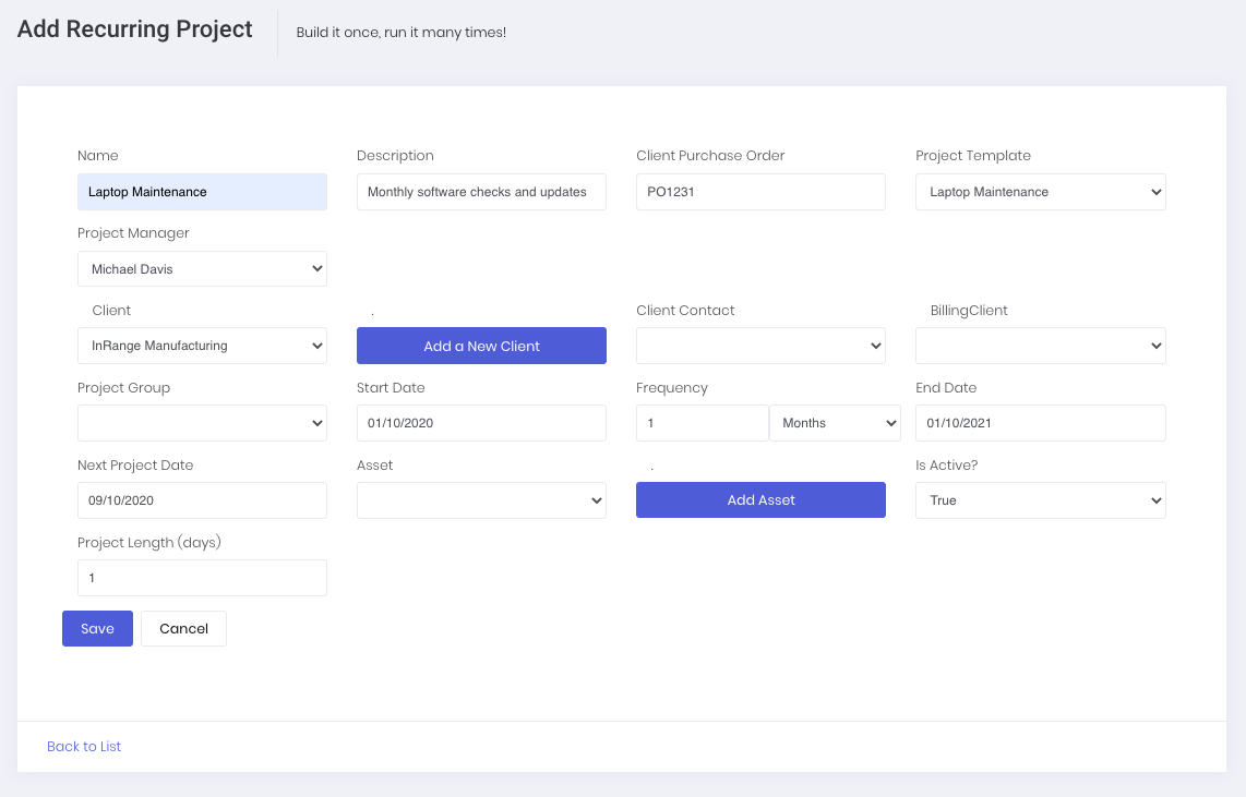 Creating a Recurring Project in WorkGuru : WorkGuru.io
