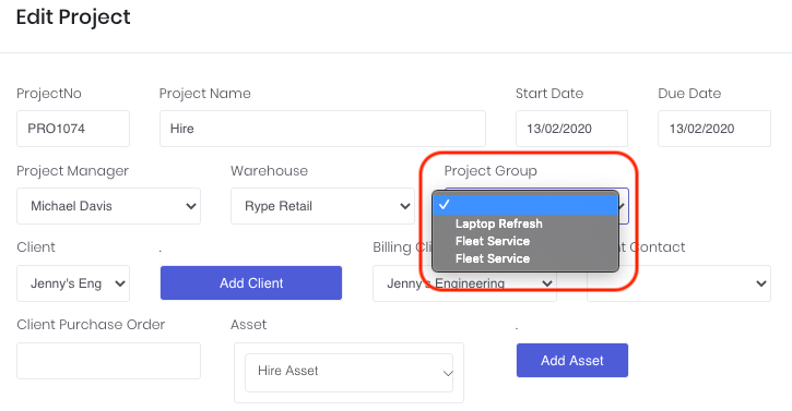 Adding projects to project group in WorkGuru : WorkGuru Support Portal