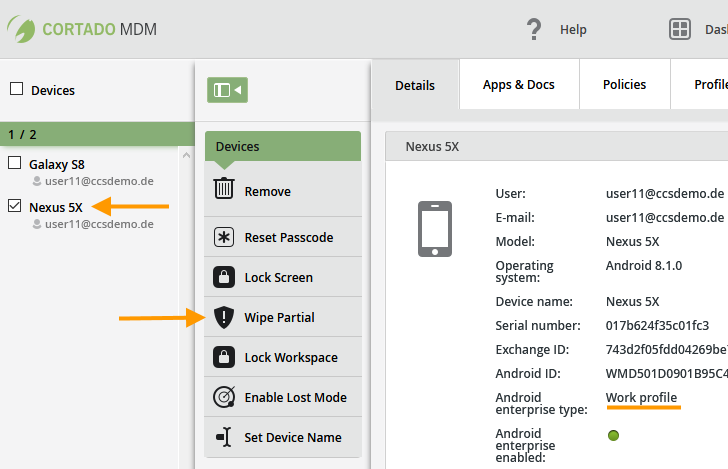 So machen Sie Android-Geräte mit Arbeitsprofil sicher für Ihr Unternehmen : Cortado Mobile Solutions