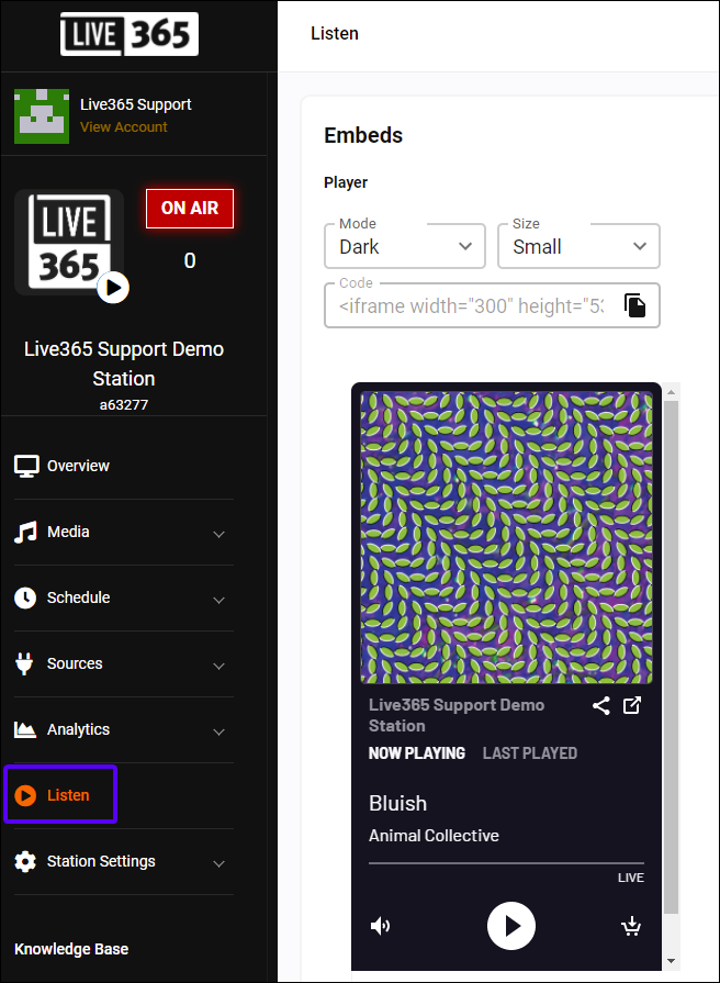 Live365 Embeddable Player and Last Played Widgets : Live365 Support