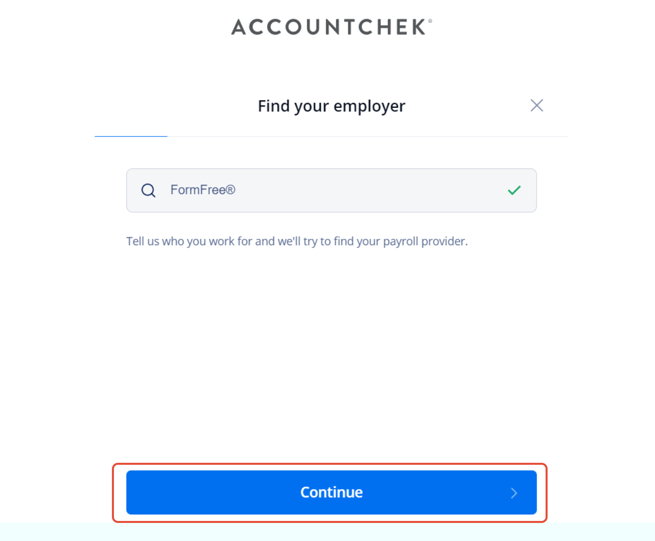 Finding Your Employer and Payroll Provider : AccountChek