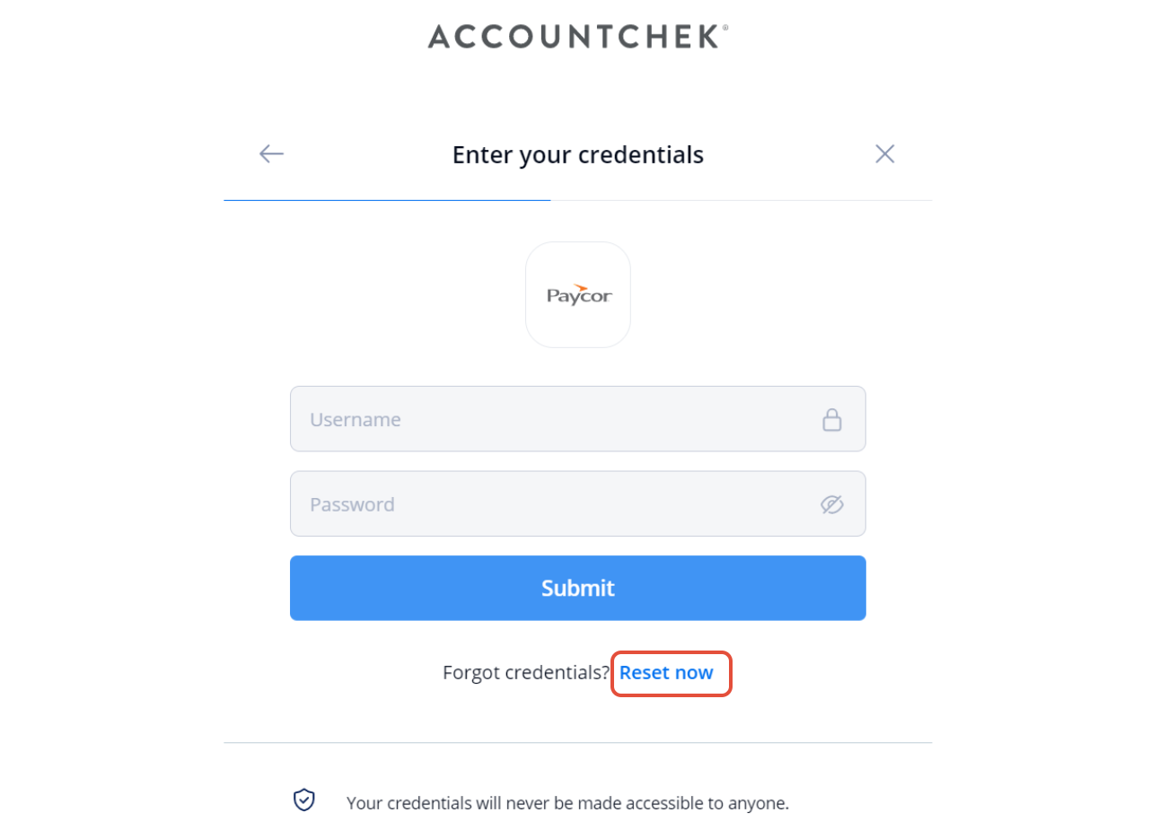 I don't remember my payroll credentials. : AccountChek