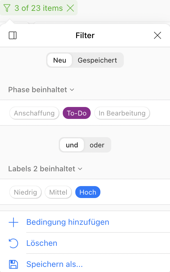 Filter nutzen | Zenkit Base Helpdesk : Zenkit