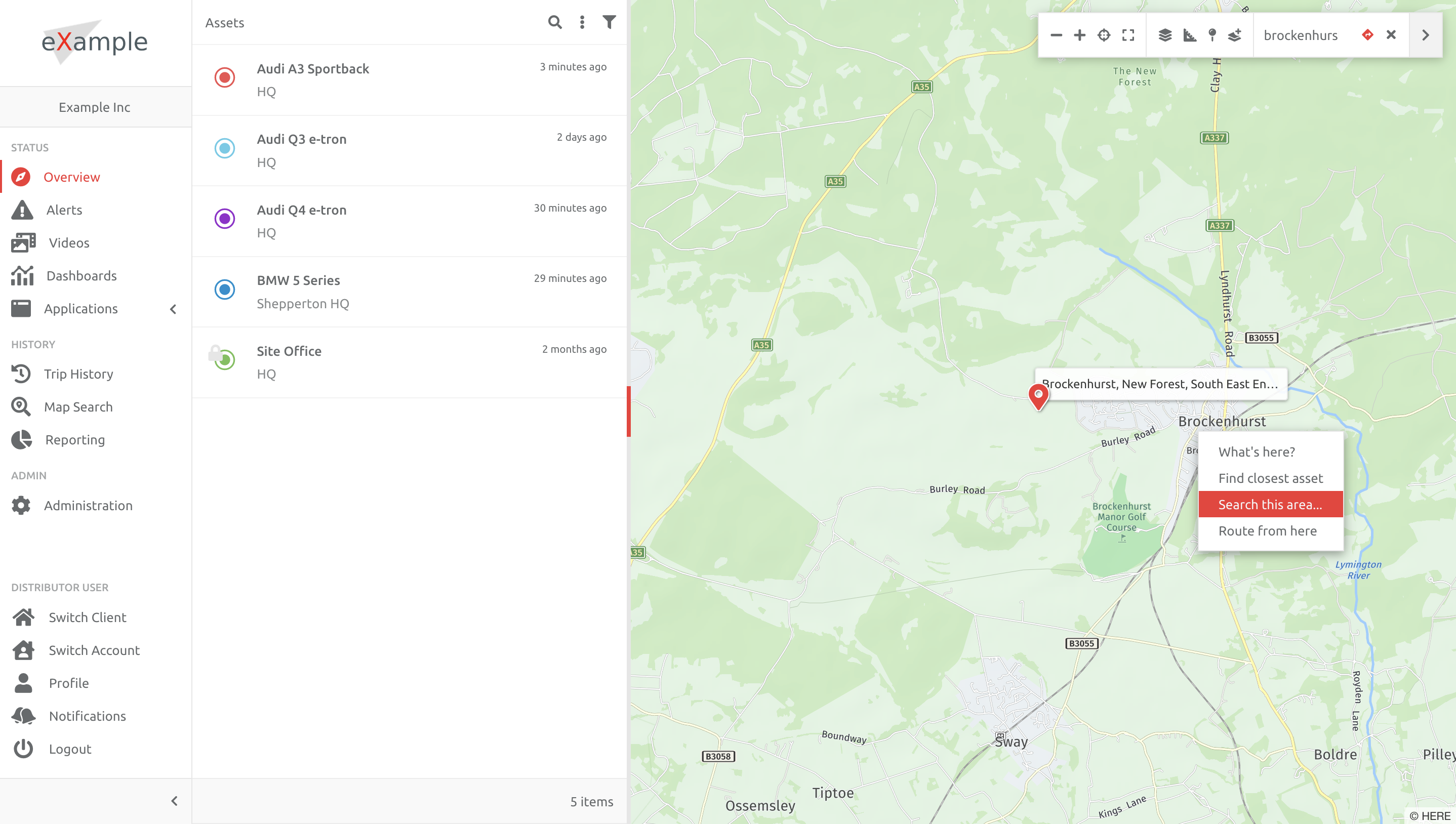 Map Search Page – Radius Telematics