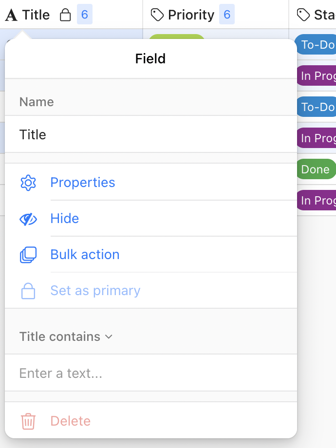 Guide to table view | Zenkit Base Helpdesk : Zenkit