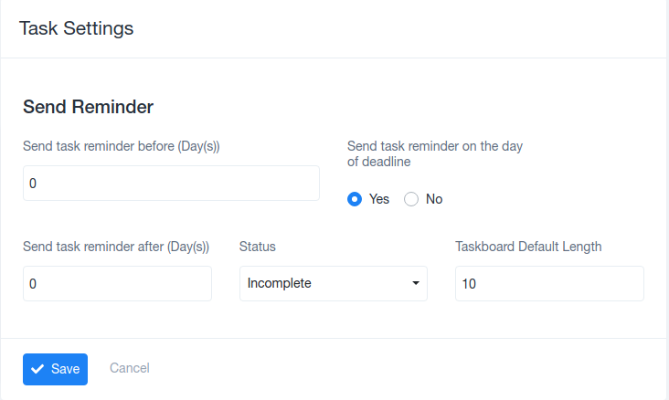 Task Setting - Ezi Soft Code