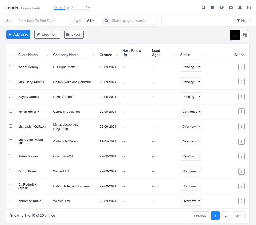 Leads Summary - Ezi Soft Code