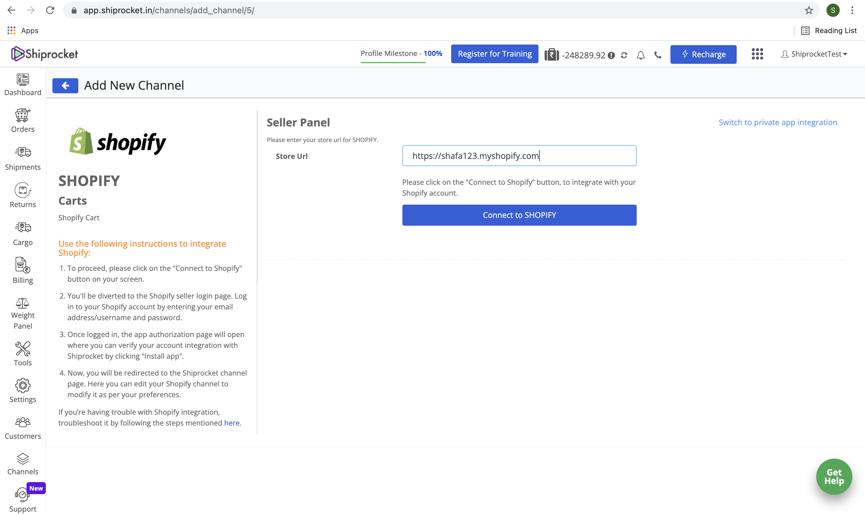 How do I integrate Shopify as a channel with Shiprocket ? : Customer Support