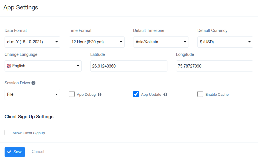 App Setting - Ezi Soft Code