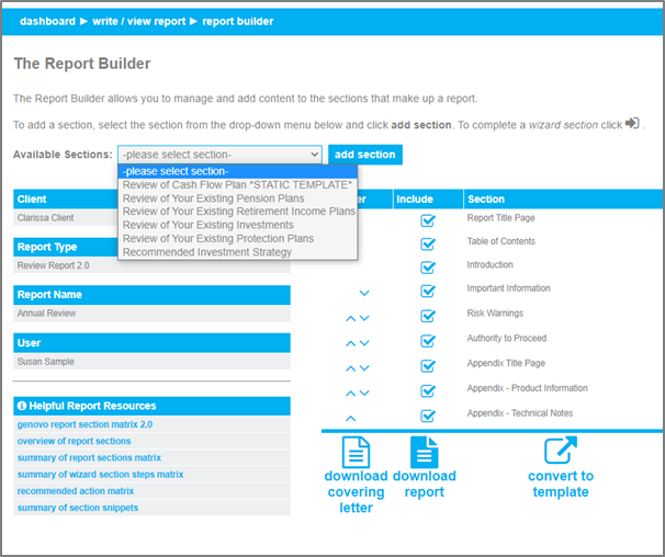 Overview of the different report types