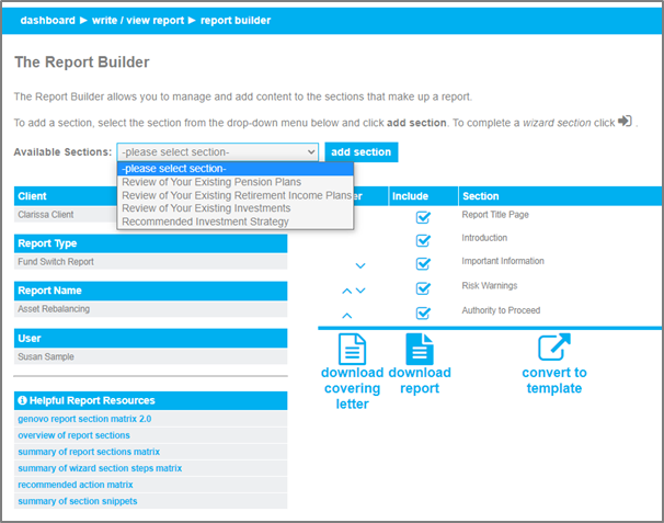 Overview of the different report types