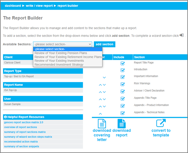 Overview of the different report types