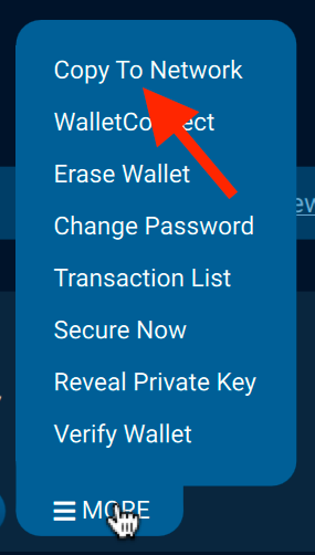 Copy wallets between compatible networks