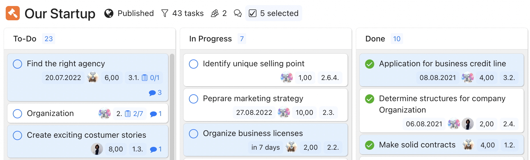 Bulk Actions in Zenkit Projects | Zenkit Projects Helpdesk : Zenkit