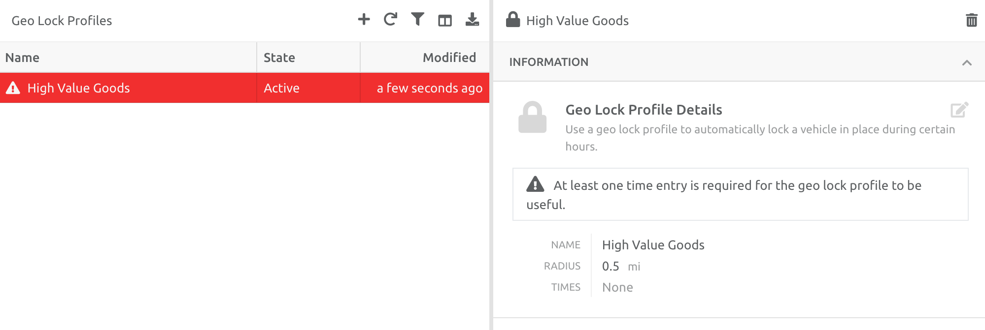 Geo Lock Profiles – Radius Telematics