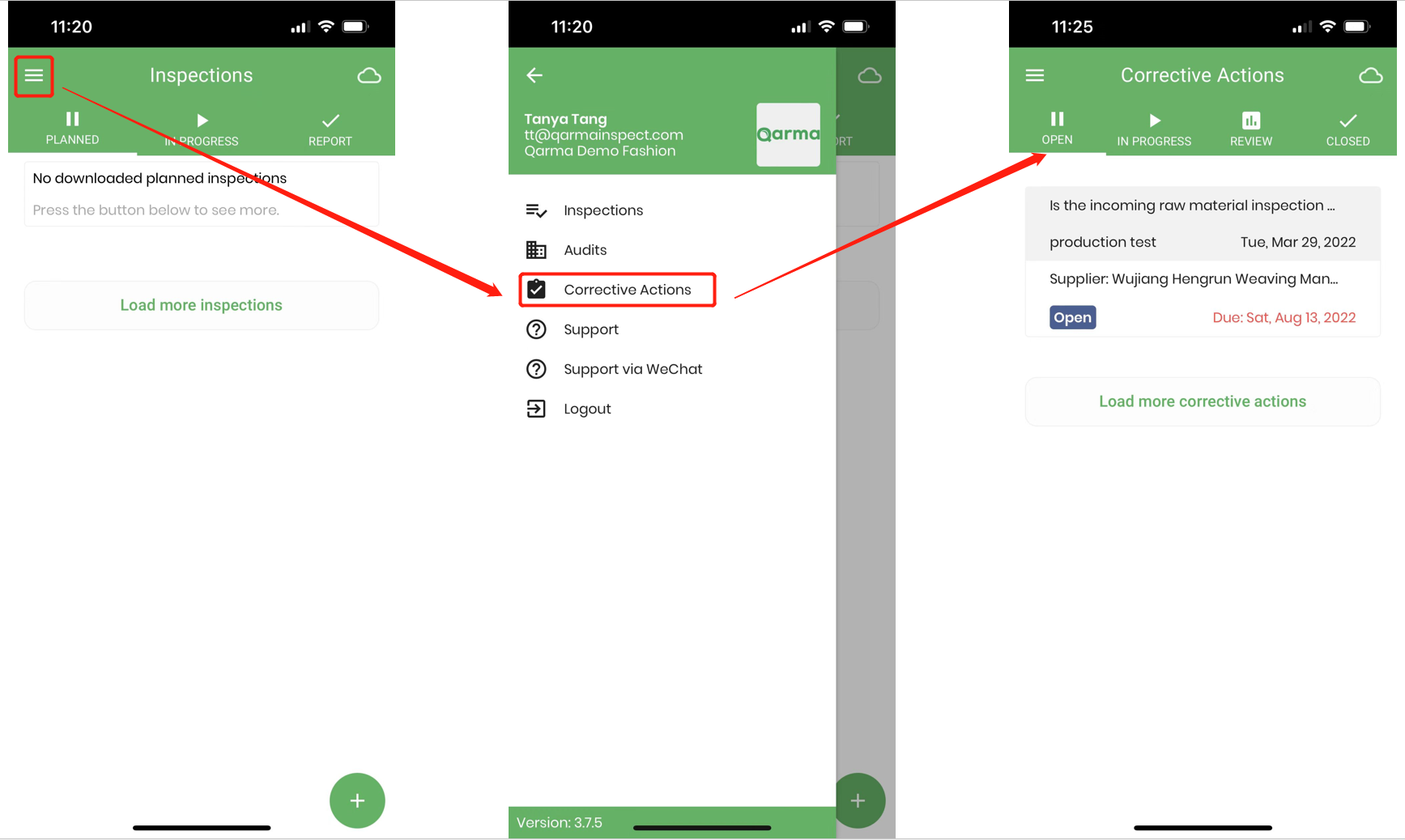 Resolve corrective actions on Qarma App : Qarma support