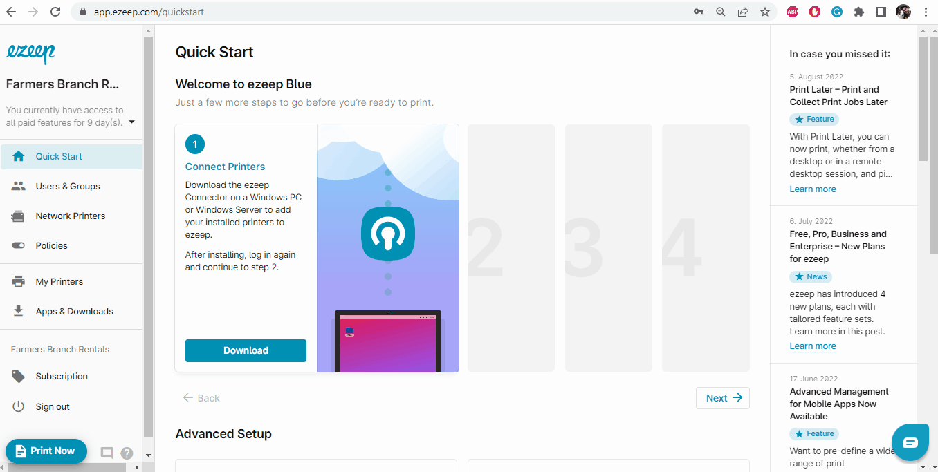Assigning a Role to Users : ezeep Blue