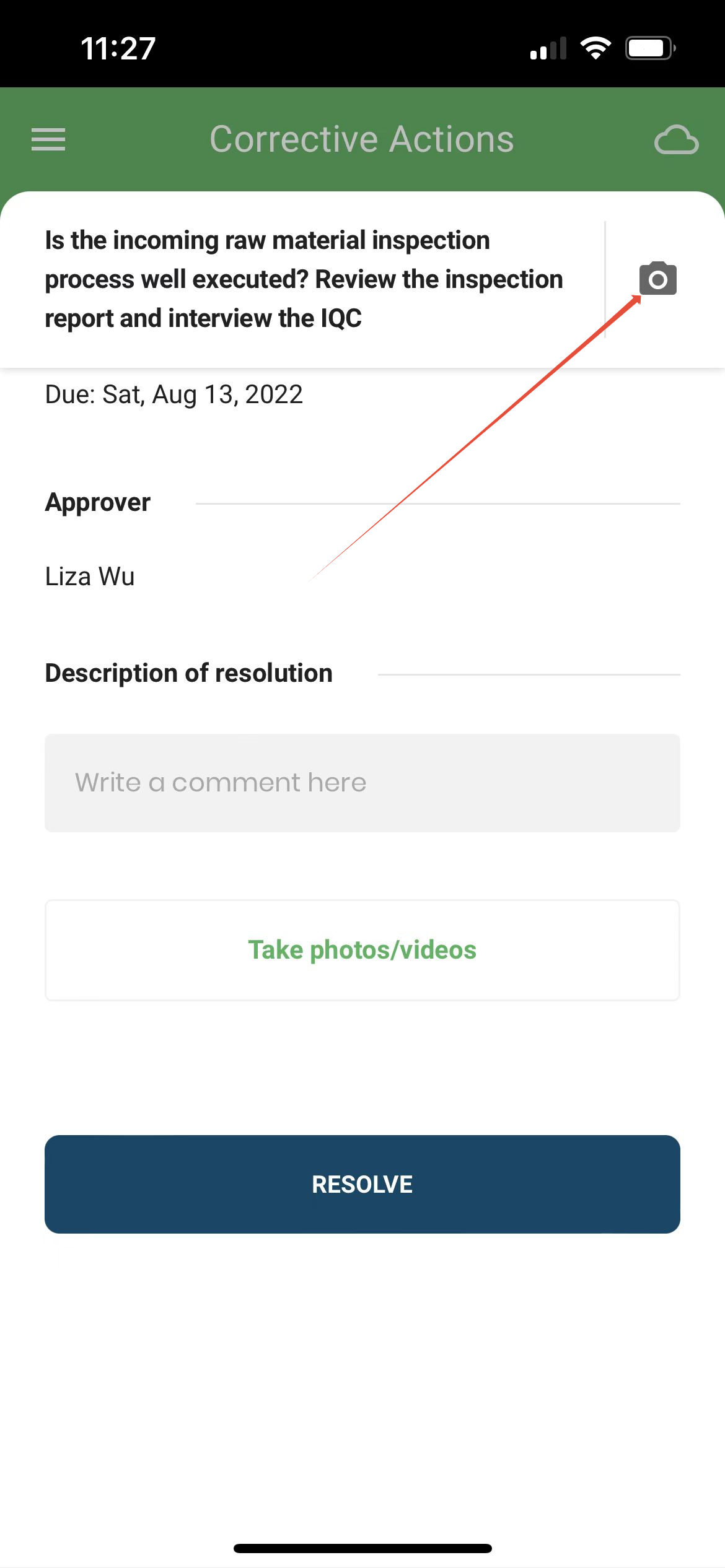 Resolve corrective actions on Qarma App : Qarma support