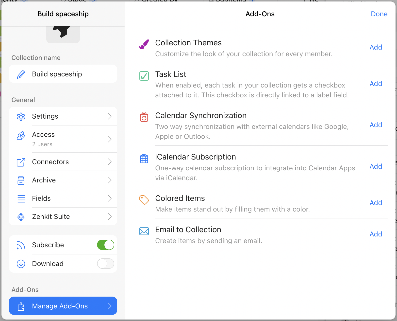 What are add-ons? | Zenkit Base Helpdesk : Zenkit