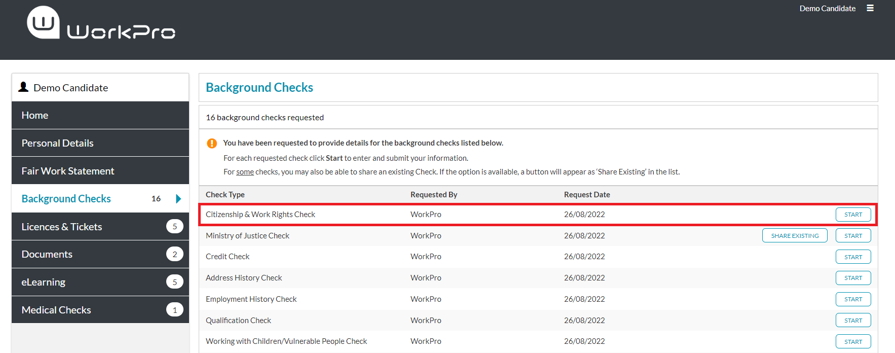 How do I complete a Citizenship and Work Rights Check?