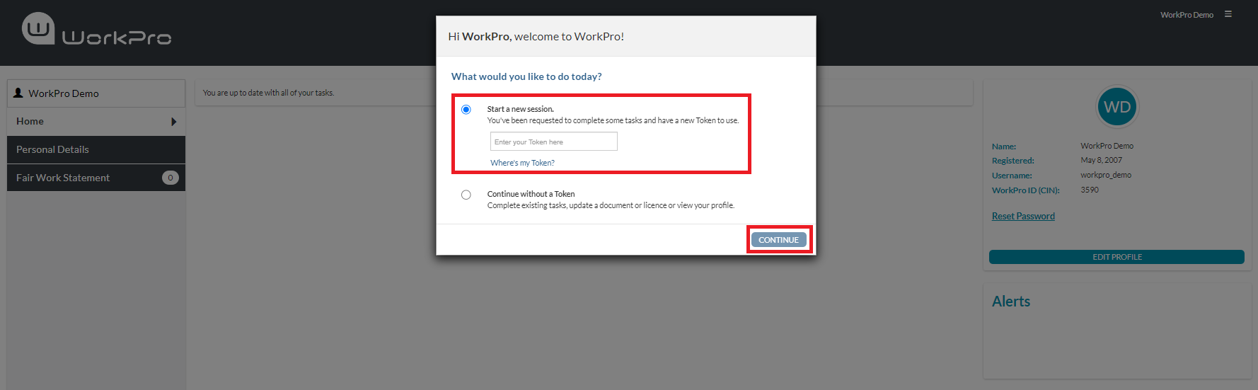 How do I complete a WorkPro learning module