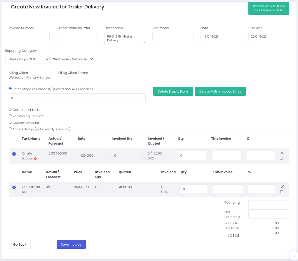 Project Invoices in WorkGuru : WorkGuru Support Portal