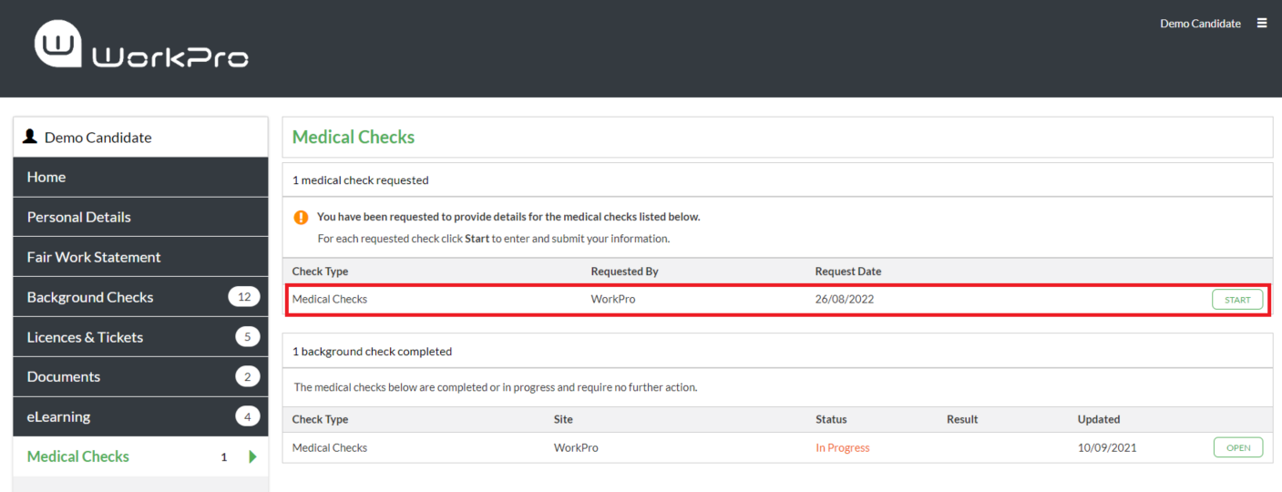 How do I complete a request for an Employment Medical Check?