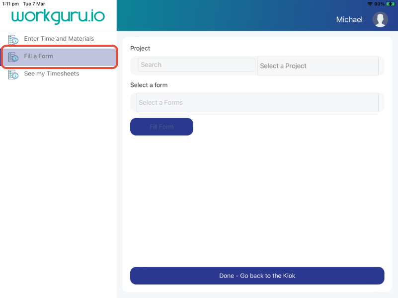 Completing Forms with iOS Kiosk App in WorkGuru : WorkGuru Support Portal