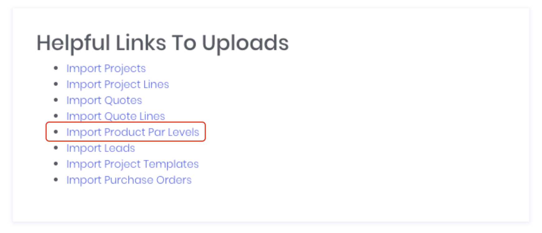 Importing Product Par Levels and Locations in WorkGuru : WorkGuru ...