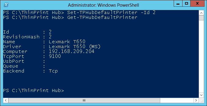 Set-TPHubDefaultPrinter : ThinPrint