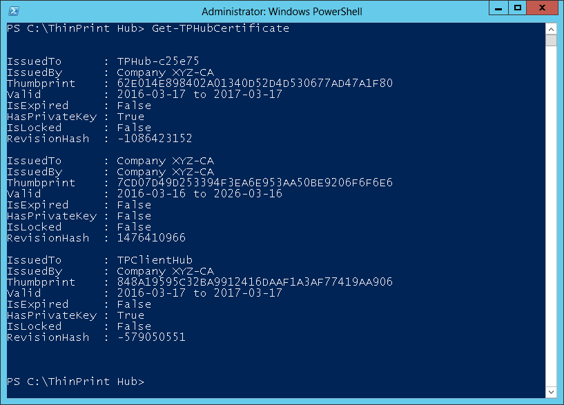 Get-TPHubCertificate : ThinPrint
